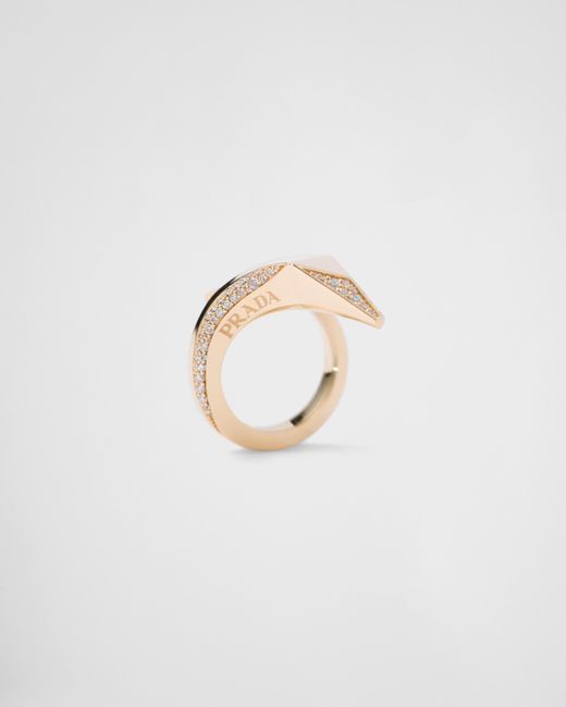 Prada Eternal Gold Snake Ring In Yellow Gold And Diamonds in White | Lyst