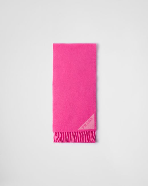 Prada Double-Faced Wool And Cashmere Scarf in Pink | Lyst