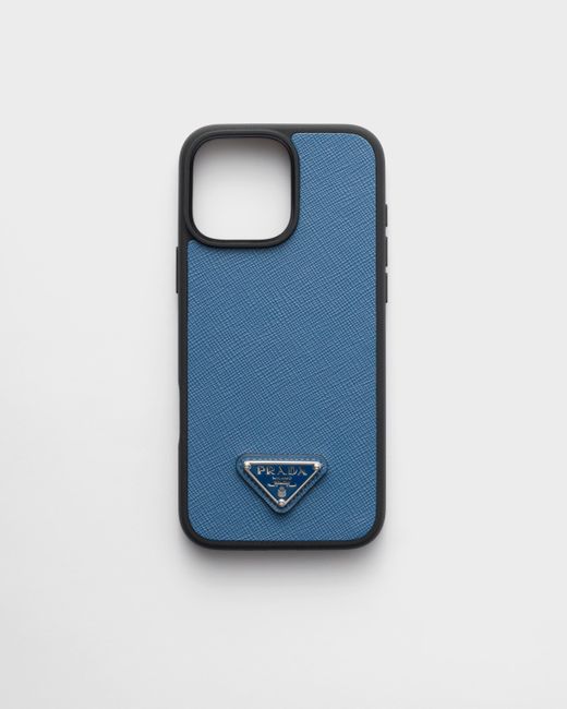 Prada Saffiano Leather Case For Iphone 16 Pro Max in Blue for Men | Lyst