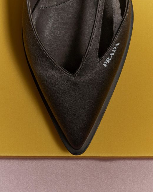 Prada Satin Cut-Out Pumps in White | Lyst