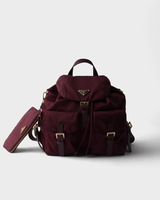 Prada Medium Re-Nylon Backpack With Pouch in Red | Lyst