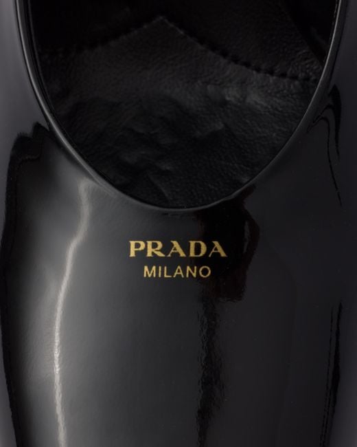 Prada Patent Leather Slingback Pumps in Black | Lyst