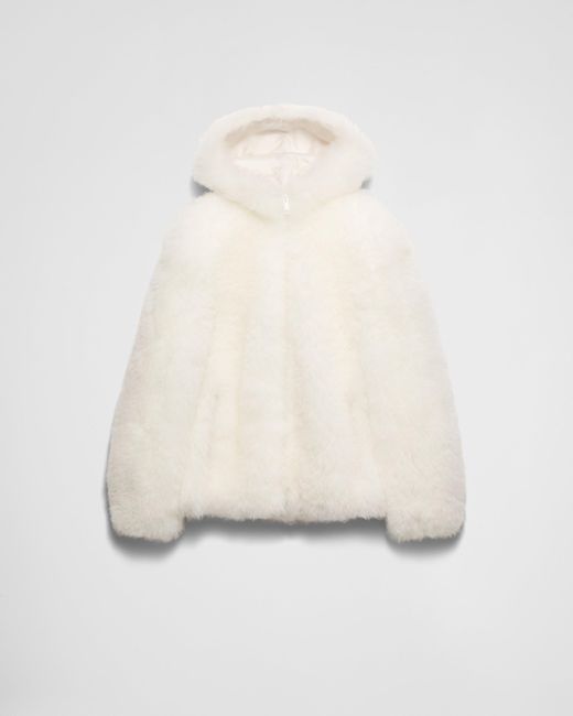 Prada Cashmere Jacket in White | Lyst