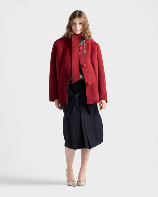 Prada Bonded Suede Jacket in Red | Lyst UK