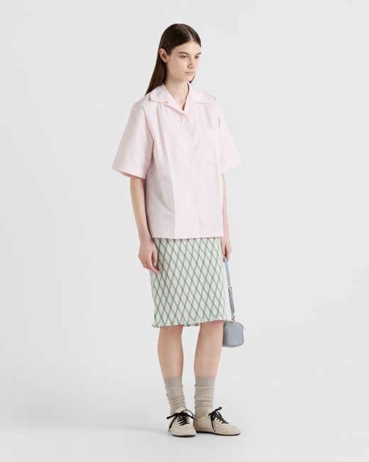 Prada Cotton Skirt With Geometric Pattern in Green | Lyst