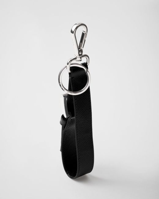 Prada Saffiano Leather Key Ring in White for Men | Lyst