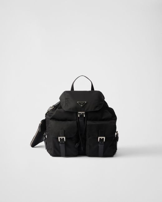 Prada Medium Re-Nylon Backpack With Pouch in Black | Lyst