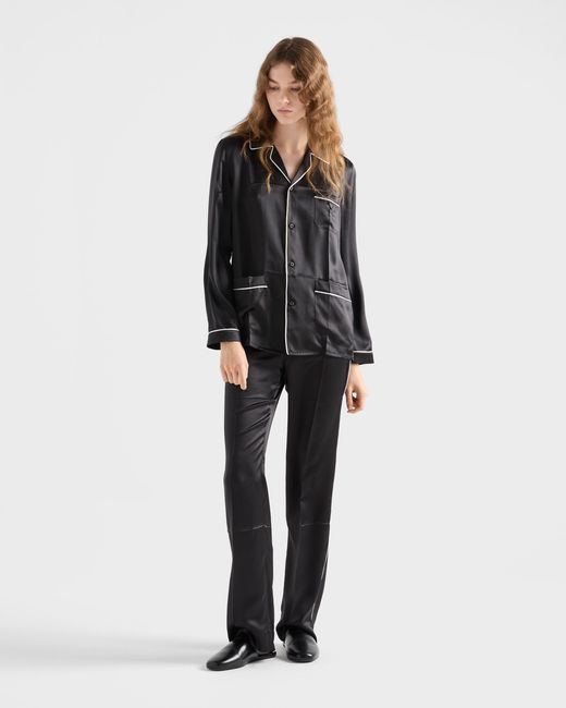 Prada Vintage-Look Satin Pajamas in Black | Lyst UK