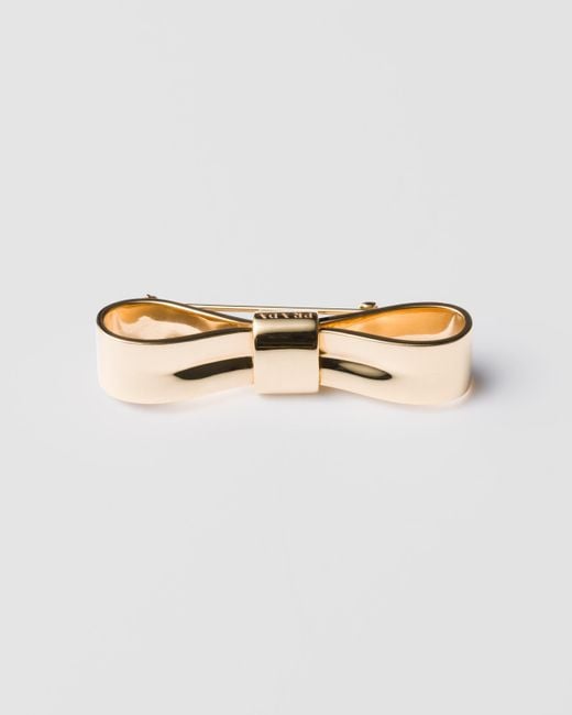Prada Eternal Bow Brooch in Metallic | Lyst