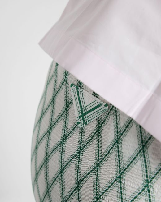 Prada Cotton Skirt With Geometric Pattern in Green | Lyst