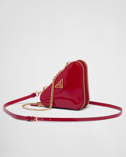 Prada Patent Leather Mini Pouch in Red | Lyst