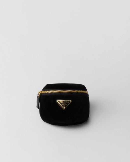 Prada Velvet Mini-Pouch in Black | Lyst