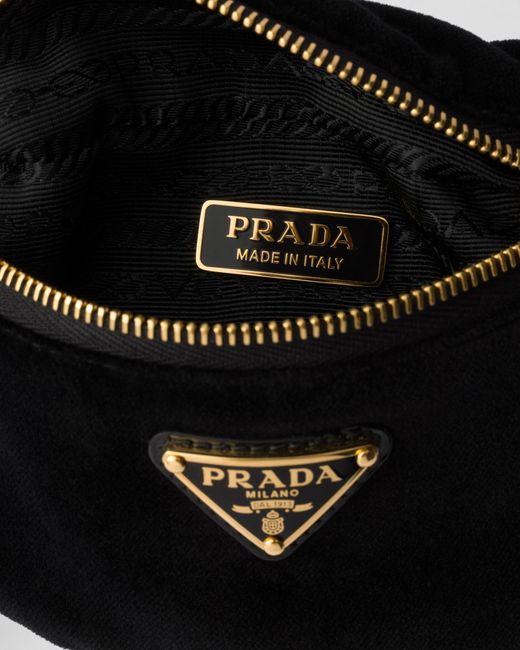 Prada Velvet Mini-Pouch in Black | Lyst