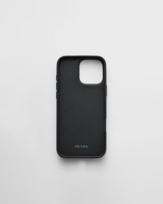 Prada Saffiano Leather Case For Iphone 16 Pro Max in Black | Lyst UK