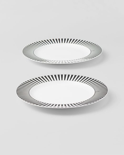 Prada Set Of Two Porcelain Dessert Plates in Metallic | Lyst