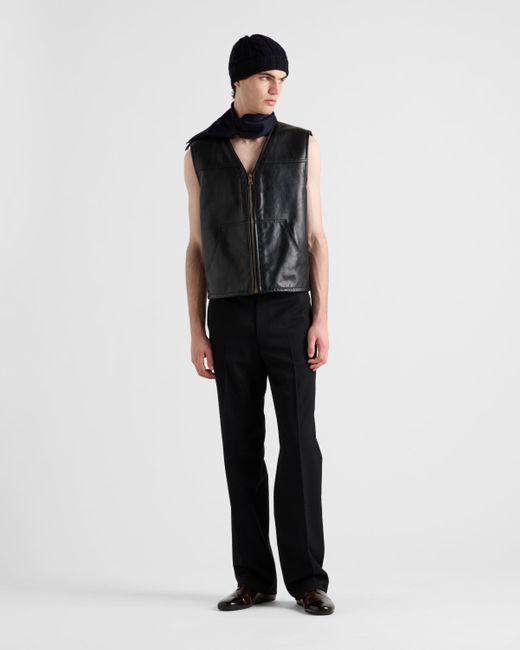 Prada Leather And Shearling Vest in Black for Men | Lyst