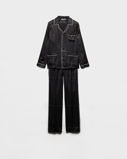 Prada Vintage-Look Satin Pajamas in Black | Lyst UK