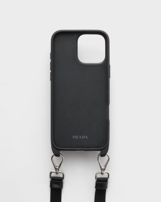 Prada Saffiano Leather Case For Iphone 16 Pro Max in Black for Men | Lyst