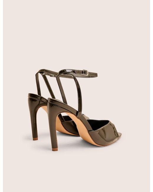 Public Desire Caught On Olive Peep Toe Curved High Heel in Natural ...