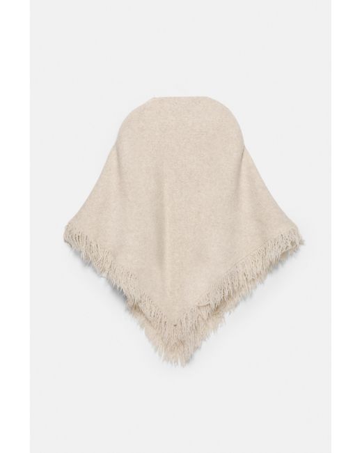 Pull&Bear Fringed Cape in White | Lyst UK