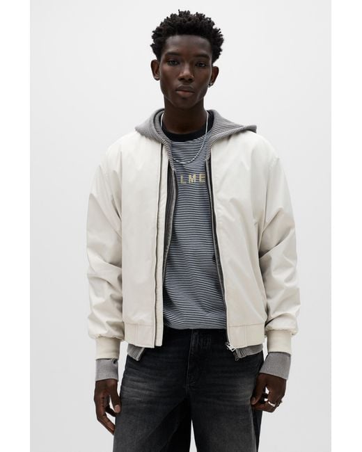Pull&Bear Oversize Bomber Jacket in Grey for Men | Lyst UK