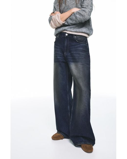 Pull&Bear Low-Rise Baggy Jeans in Blue | Lyst UK