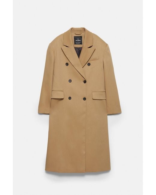 Pull&Bear Long Camel Coat in Grey | Lyst UK