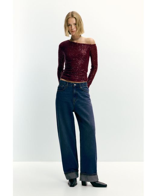 Pull&Bear Asymmetric Sequin Top in Purple | Lyst UK