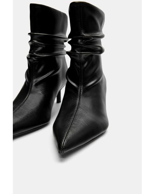 Pull&Bear Ruched High-Heel Ankle Boots in Black | Lyst UK
