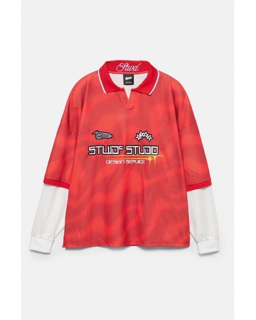 Pull&Bear Stwd Studio Football T-Shirt in Red for Men | Lyst UK