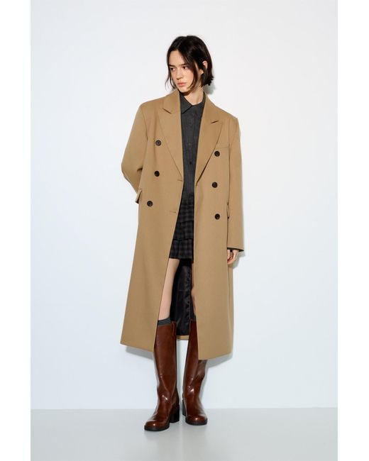Pull&Bear Long Camel Coat in Grey | Lyst UK