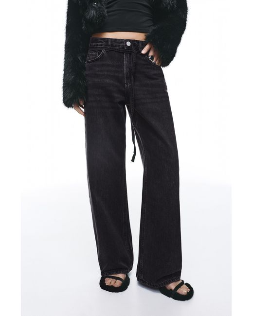 Pull&Bear Baggy Jeans With Drawstring in Black | Lyst UK