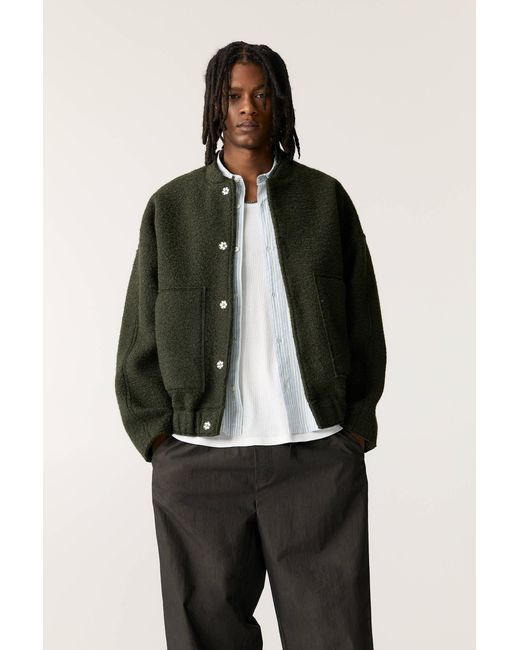 Pull&Bear Felt Texture Jacket With Pockets in Green for Men | Lyst UK