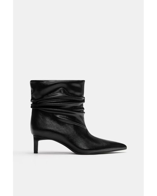 Pull&Bear Ruched High-Heel Ankle Boots in Black | Lyst UK