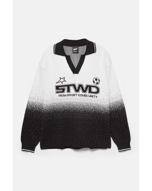Pull&Bear Stwd Knit Football Polo Shirt in White for Men | Lyst UK