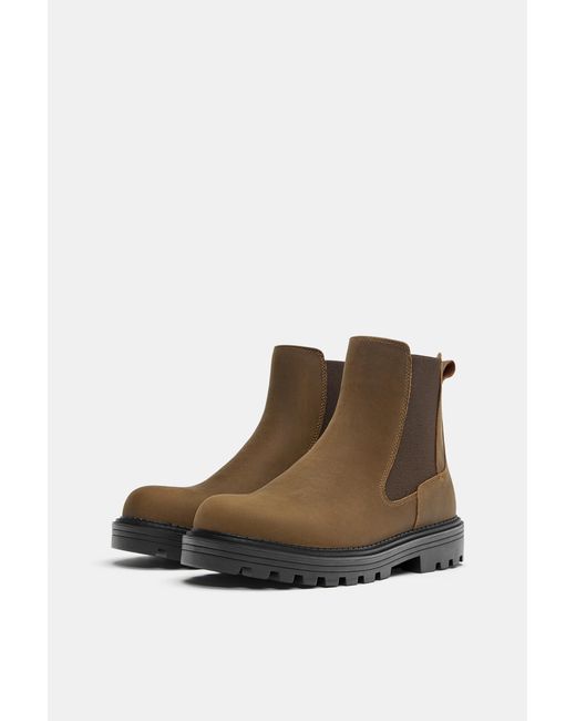 Pull&Bear Leather Chelsea Boots in Brown for Men | Lyst UK
