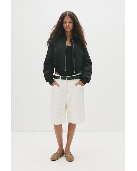Pull&Bear Cropped Bomber Jacket in Black | Lyst UK
