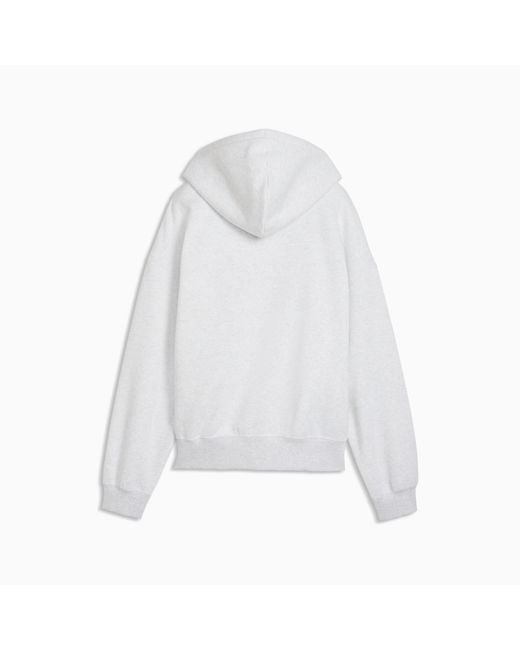 PUMA Wardrobe Essentials Zip-Up Fleece Hoodie in White | Lyst UK