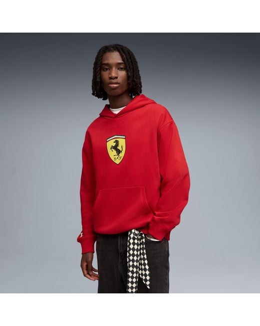 PUMA Scuderia Ferrari Shield Hoodie in Red for Men | Lyst UK