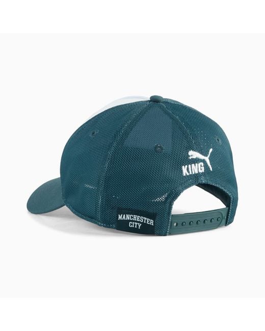 PUMA Manchester City King Trucker Cap, Terrain/Sea Glass in Blue | Lyst UK