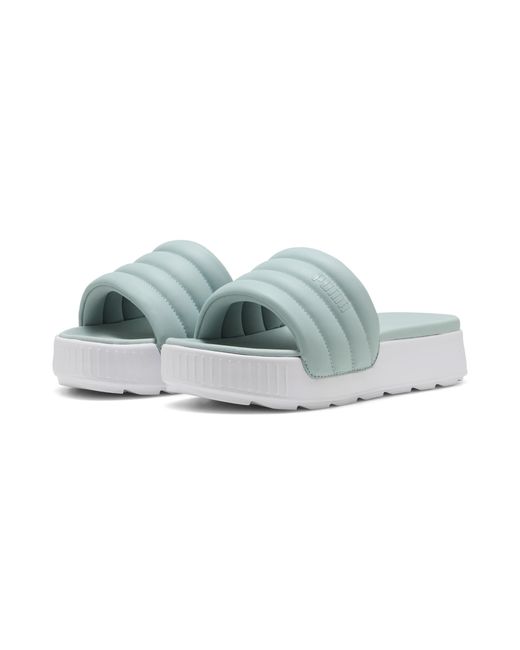 PUMA Karmen Puffy Slides in Blue | Lyst