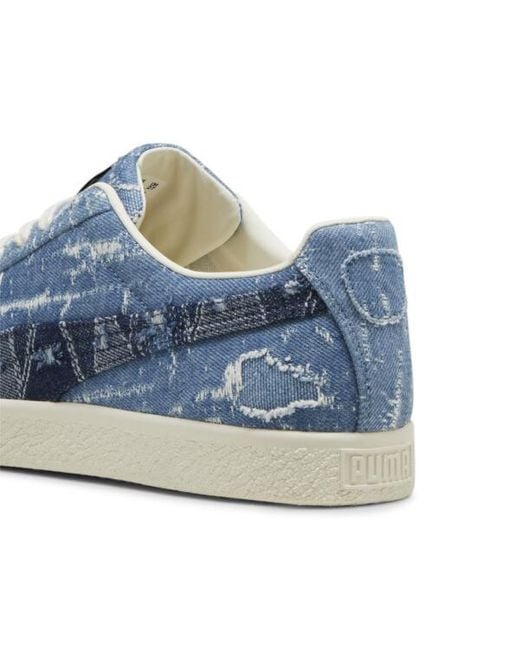PUMA Clyde Denim Sneakers in Blue | Lyst