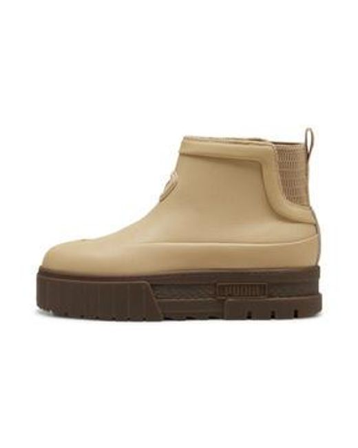 PUMA Mayze Wellis Leather Mid Boot in Natural | Lyst