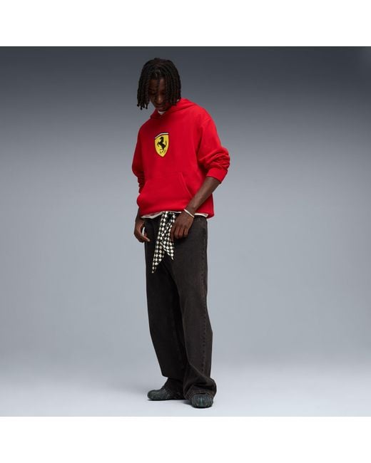 PUMA Scuderia Ferrari Shield Hoodie in Red for Men | Lyst UK