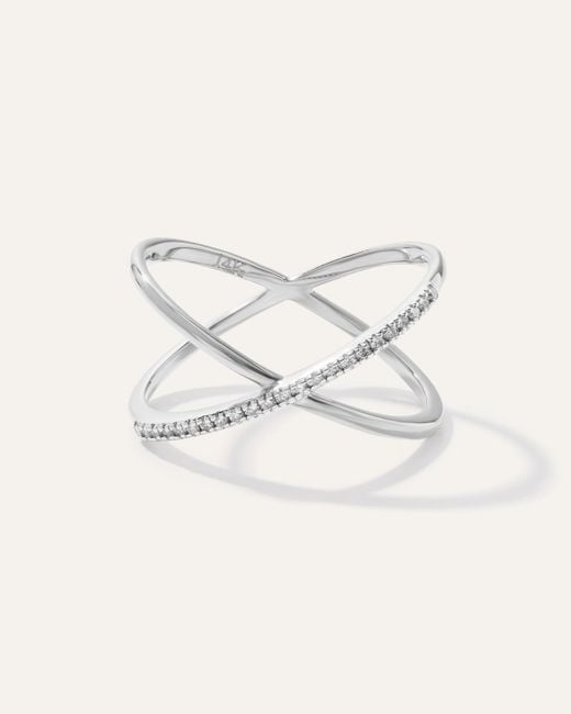 Quince 14K Diamond Pave Crossover Ring in Natural | Lyst
