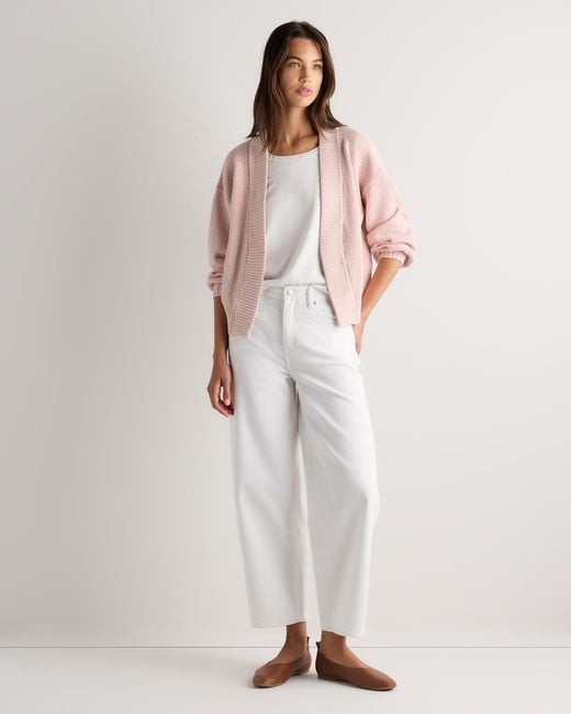 Quince Waffle Stitch Open Cardigan, Organic Cotton in Natural | Lyst