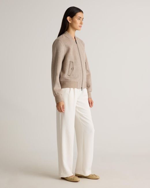 Quince Double-Faced Merino Wool Bomber Jacket in Natural | Lyst