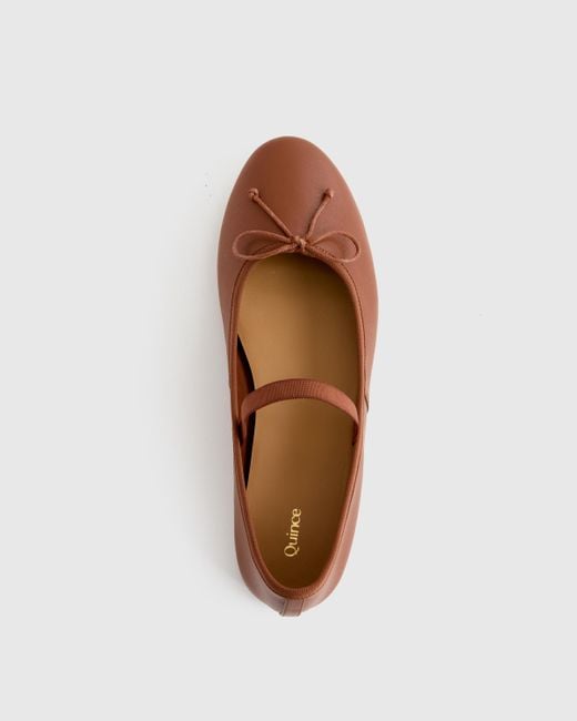 Quince Italian Leather Mary-Jane Ballet Flat in Brown | Lyst