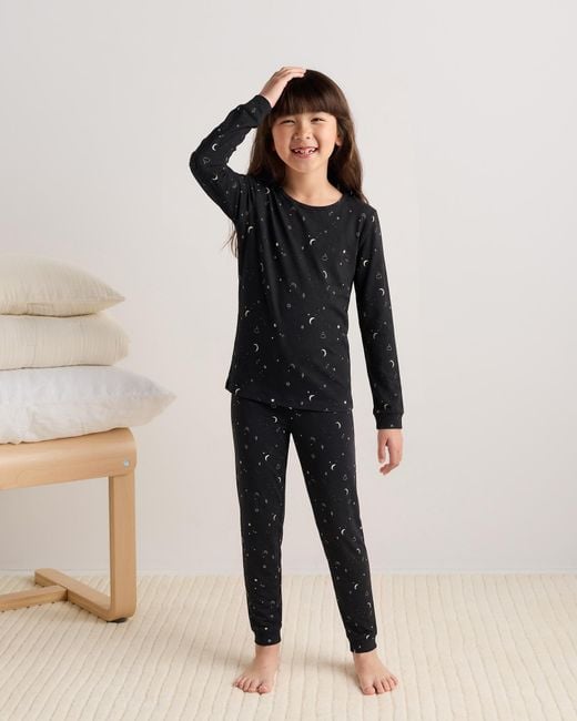 Quince Bamboo Long Sleeve And Pants Pajama Set in Black | Lyst