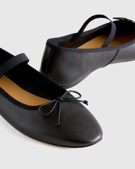 Quince Italian Leather Mary-Jane Ballet Flat in Black | Lyst